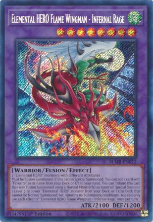 Elemental HERO Flame Wingman – Infernal Rage – BLMR-EN012 – Secret Rare ...