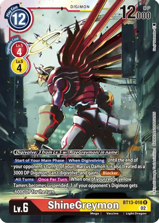 ShineGreymon – BT13-018 – Rare – Space Gaming Lomas