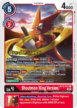 Shoutmon (King Version) – Across Time Pre-Release Cards (BT12_PR ...