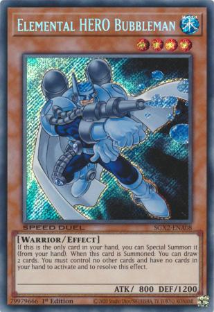 Elemental HERO Bubbleman – SGX2-ENA08 – Secret Rare – Space Gaming Lomas
